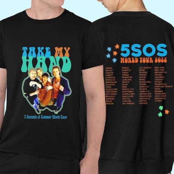 Shirts | 5sos Take My Hand World Tour 222 T Shirt | Poshmark